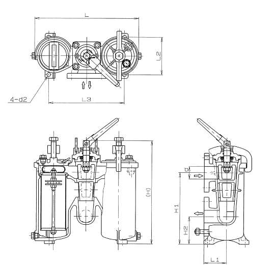 U-turn H-type DUPLEX OIL STRAINER | MIZUNO STRAINER INDUSTRIES CO., LTD.